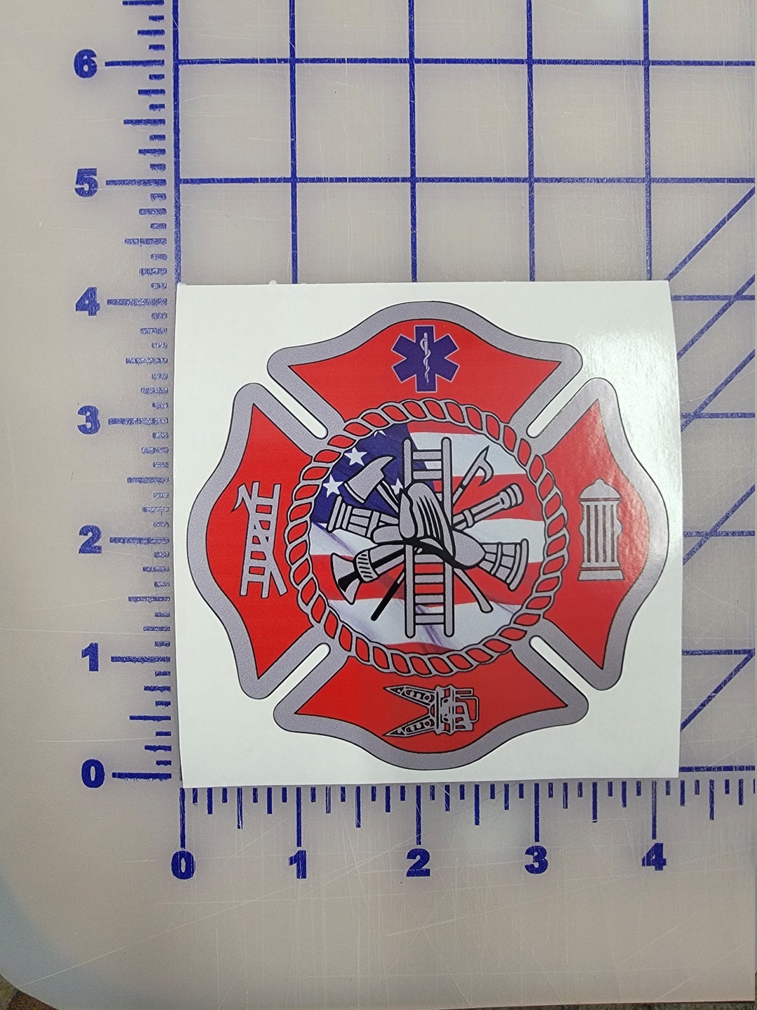 Fire Fighter Maltese Cross Glow Logo Reflective Vinyl Oracle Shine at ...