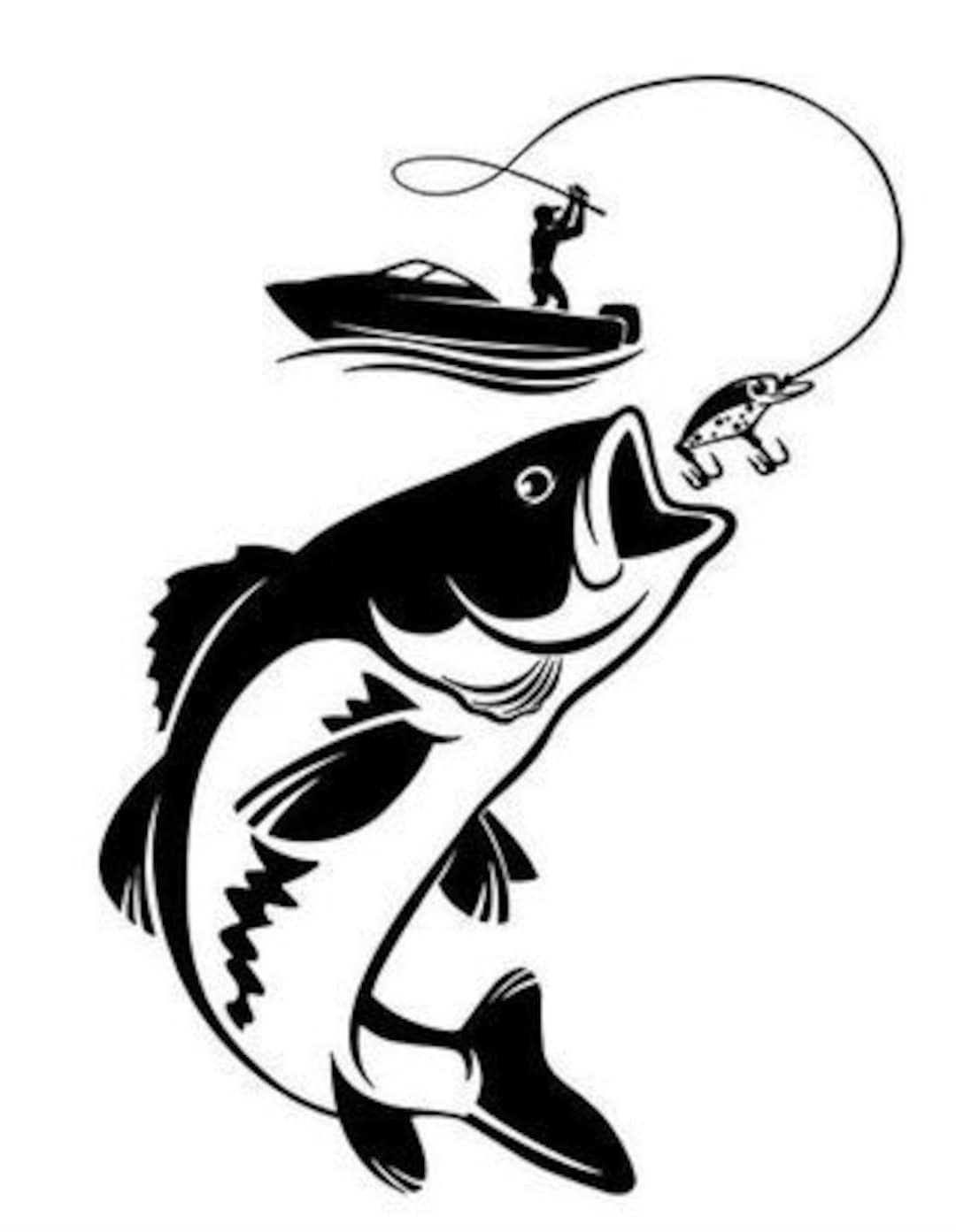 Bass Big Fish Fishing Catch Vinyl Decal Sticker Custom Made to Order - Etsy
