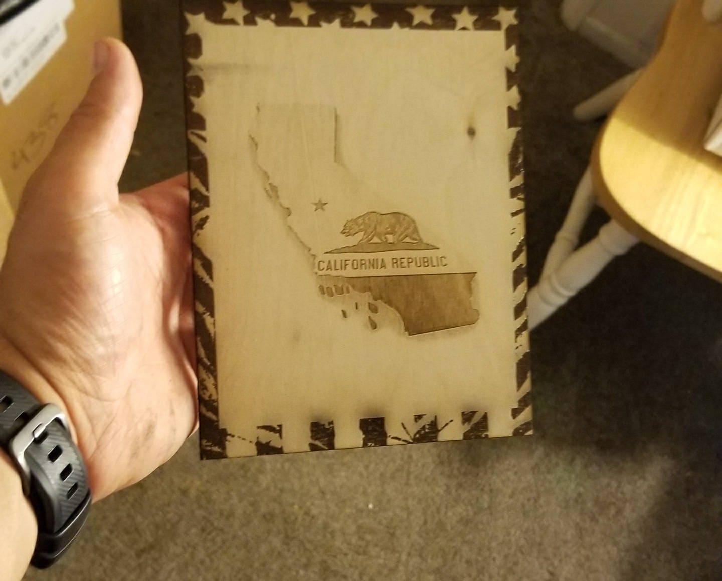 Engraved California With American Flag Border- California Shaped ...