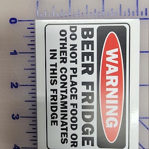 Beer Fridge Only Decal Vinyl Warning Sign Party Sticker 4" - Etsy