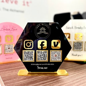 Social Media QR Code Business Sign, QR Code Display Sign Acrylic ...
