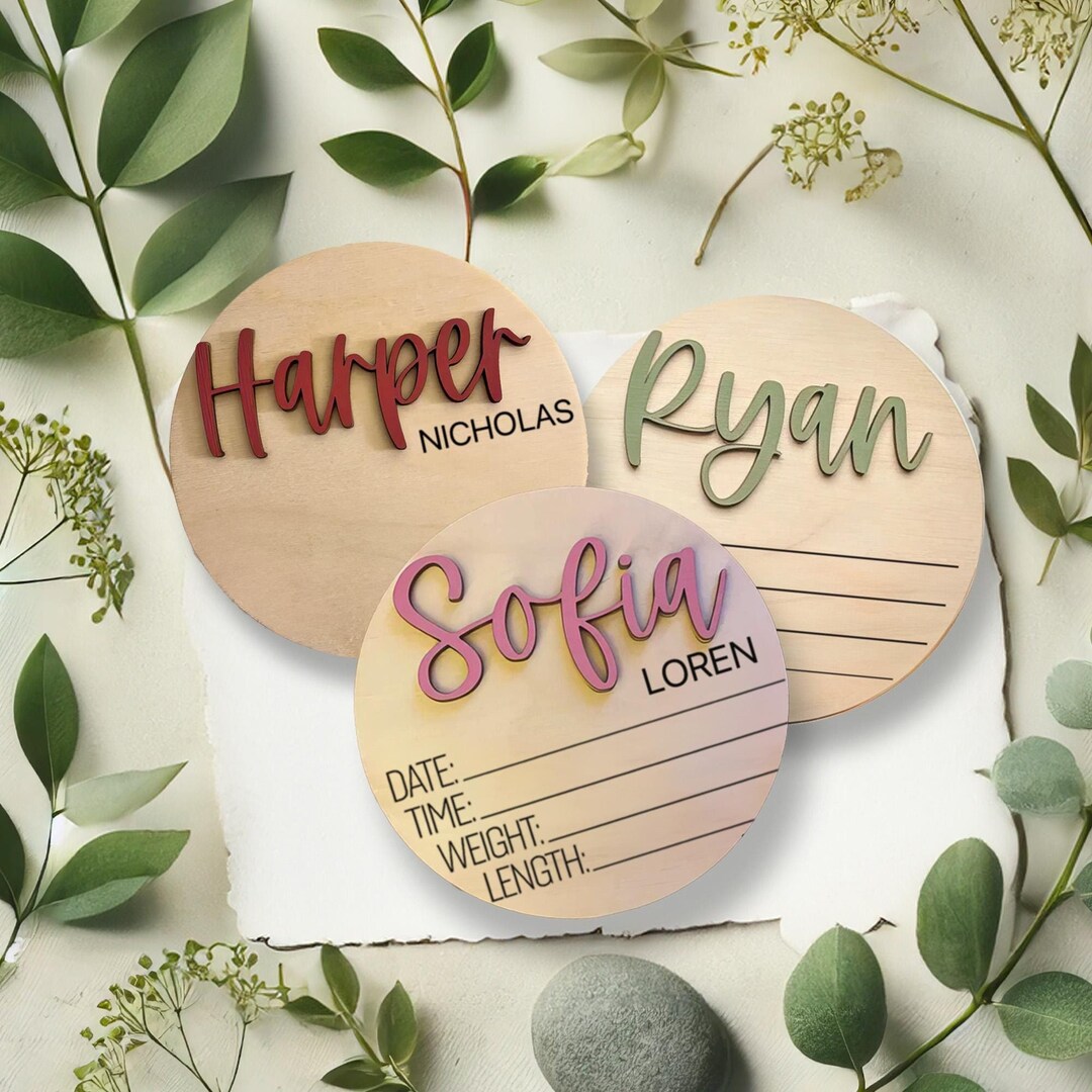 Personalized Baby Name Announcement Sign Custom 3D Wood Baby Birth Sign ...