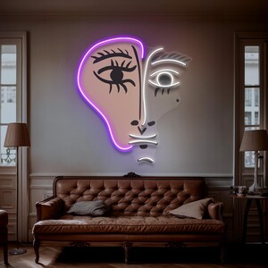Face With Color Shape LED Neon Sign Light, Neon Sign Artwork, Home ...