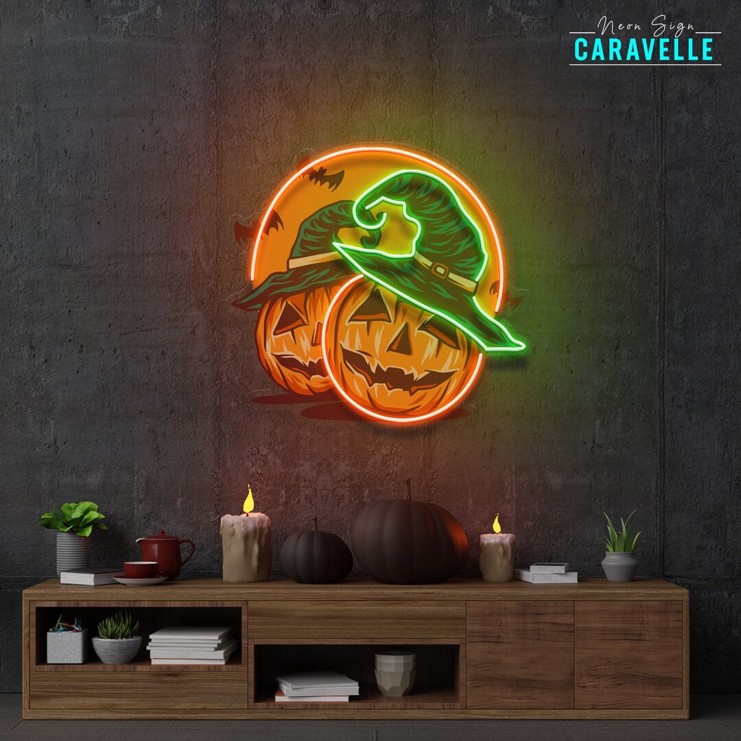 Pumpkin Halloween Neon Sign, Custom Neon Sign Light, Halloween Decor ...