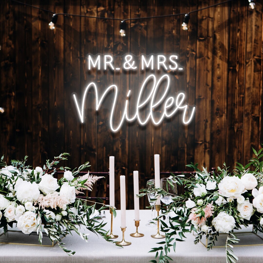 Mr and Mrs Name Sign, Custom Mr & Mrs Name LED Neon Sign, Custom Neon ...