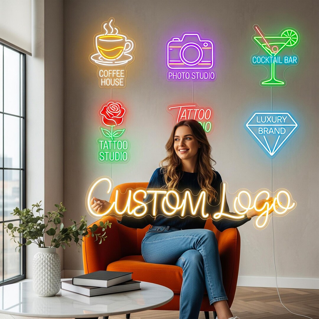Neon Logo Wall Sign – Personalized LED Light for Brand & Decor, T2 - Etsy