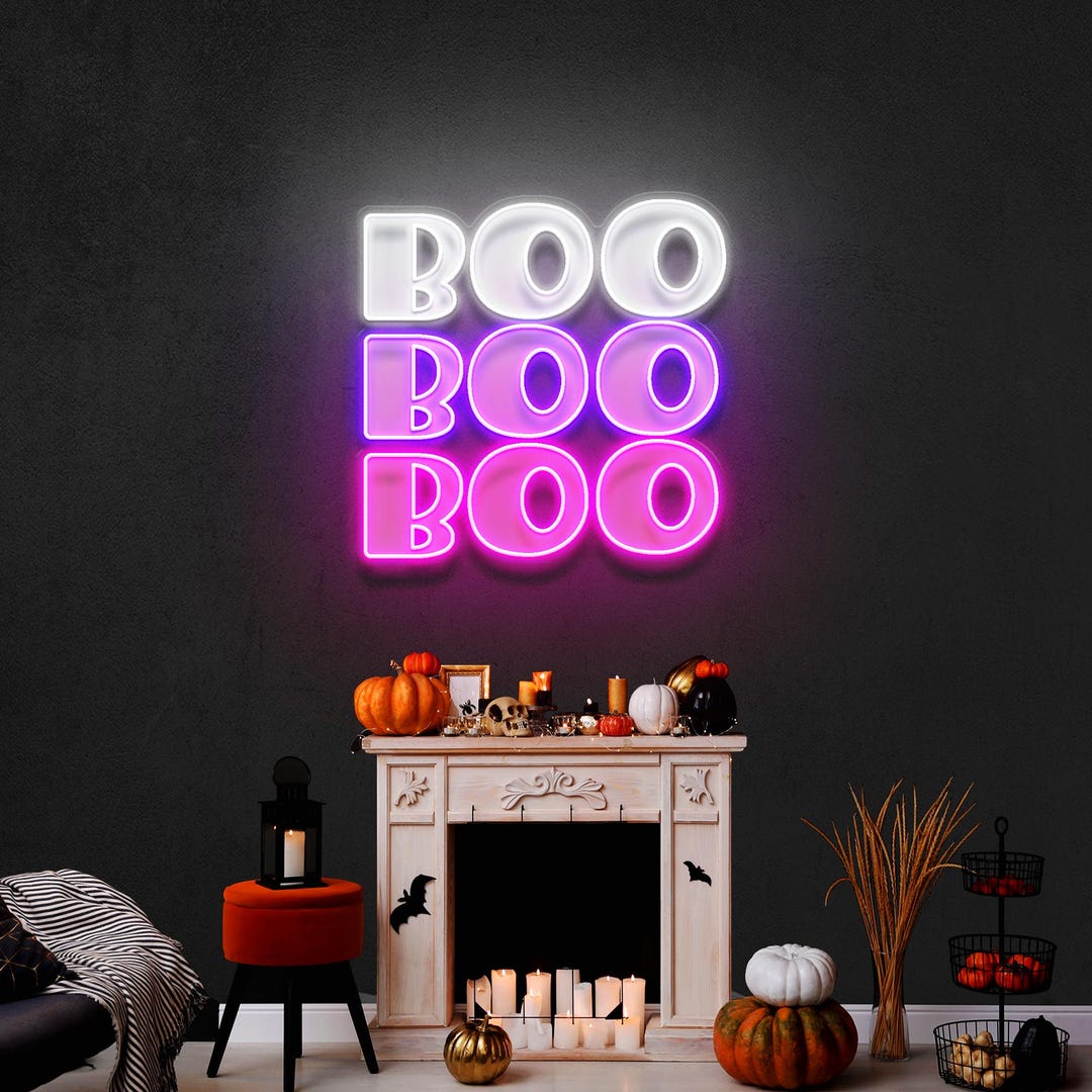 Pinkoween Decor Decor for Home, Pink Halloween Decor Indoor Neon Sign ...