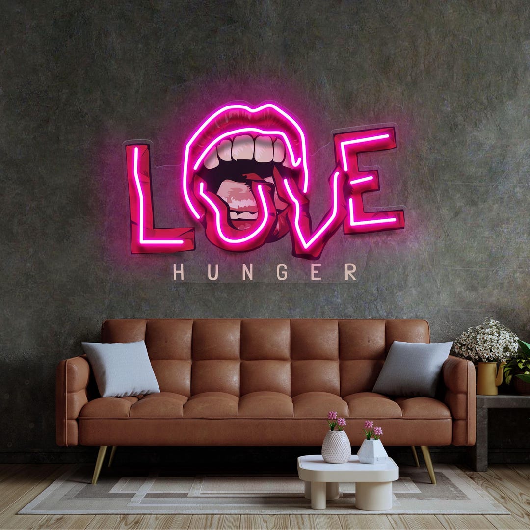 Love Hunger Neon Sign: Personalized LED Wall Art - Etsy