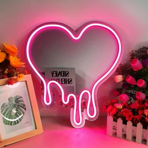 Heart Melt Neon Sign Mirror: Custom LED Light, Girl Room Decor - Etsy