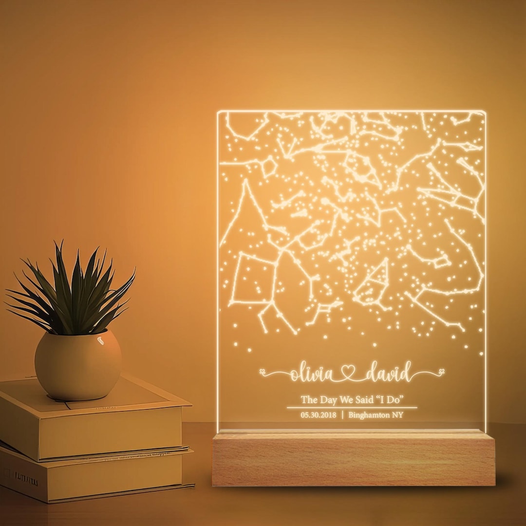 Constellation Night Light, Custom Star Map by Date, Personalized Night ...