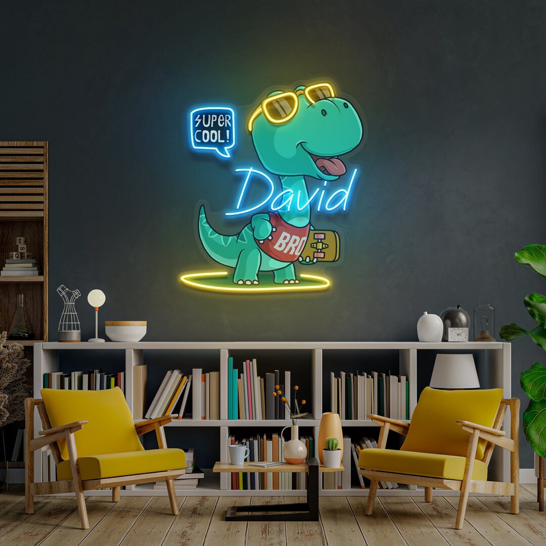 Custom Dinosaur Neon Sign: Personalized Name Light, Boys Gift - Etsy