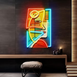 Charming Woman Face Abstract Art LED Neon Sign Light | Unique Abstract ...