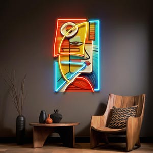 Charming Woman Face Abstract Art LED Neon Sign Light | Unique Abstract ...