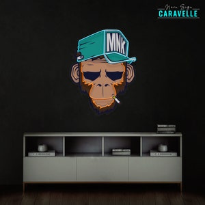 Monkey Smoke Neon Sign, Custom Neon Sign, Neon Logo Sign, Business Logo ...