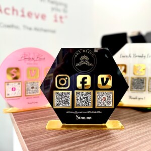 Custom Acrylic QR Code Business Sign: Social Media & Payment - Etsy