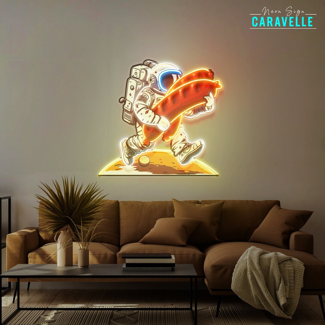 Neon Sign Astronaut Sausage,neon Sign Art, Bedroom Wall Decor, Living ...