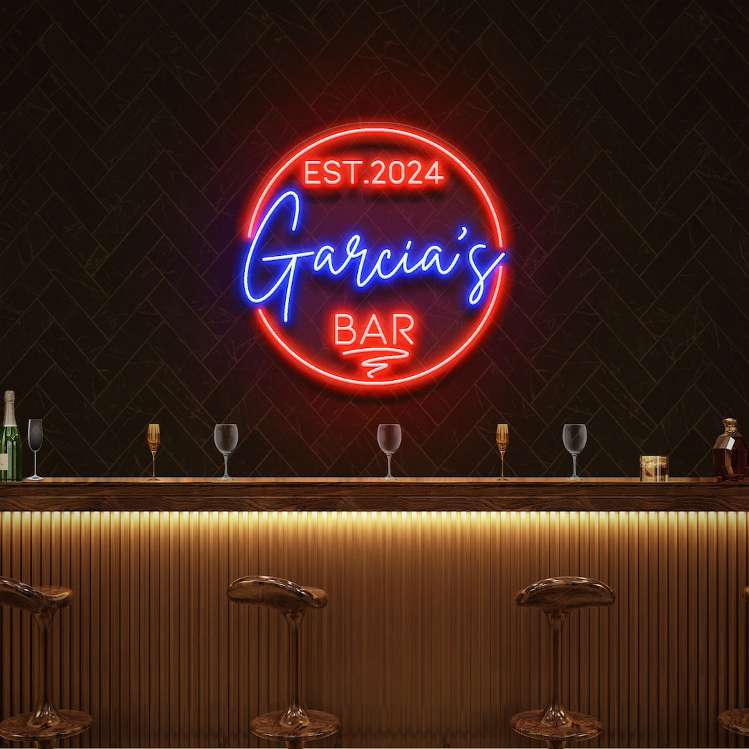 Neon Sign Bar, Personalized Your Name Custom Home Bar Neon Signs, Bar ...