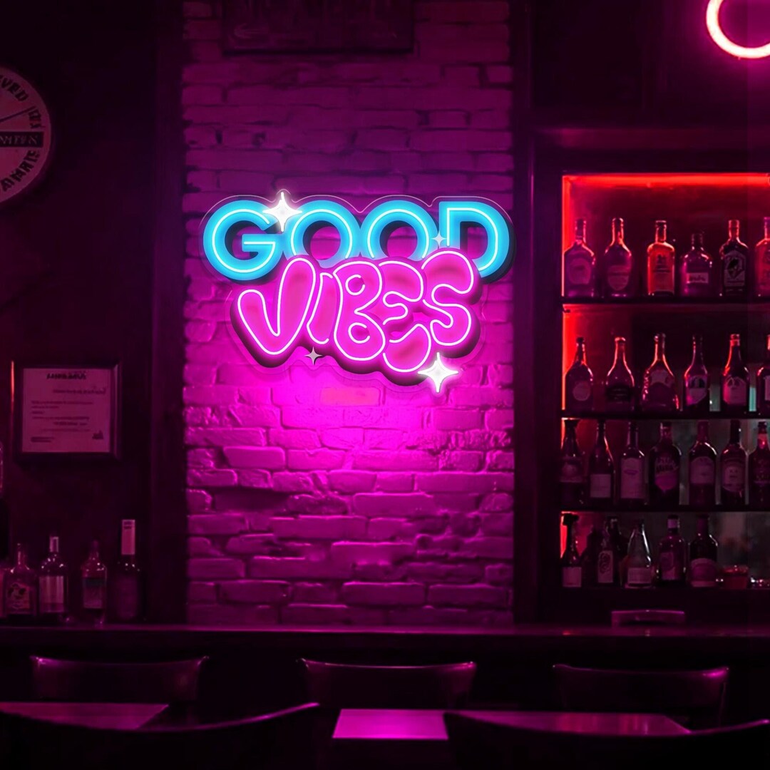 Custom "good Vibes" LED Neon Sign, Personalized Home Decor - Etsy