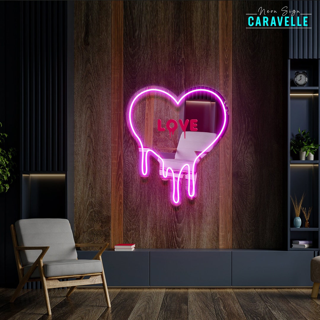 Neon Sign Melt Heart, Neon Sign for Room , Bedroom Wall Decor, Living ...