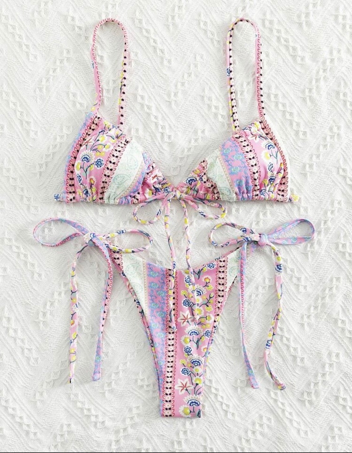 Bikini Sexy Floral Boho Rose Bikini Floral Bikini String Etsy
