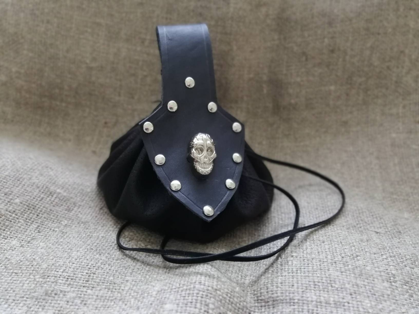 Pirate style belt coin pouch with skull detail. Ideal | Etsy