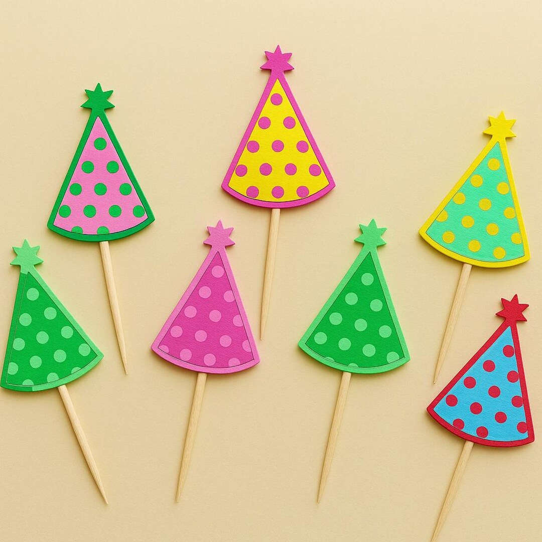 Party Hat Cupcake Toppers - Etsy