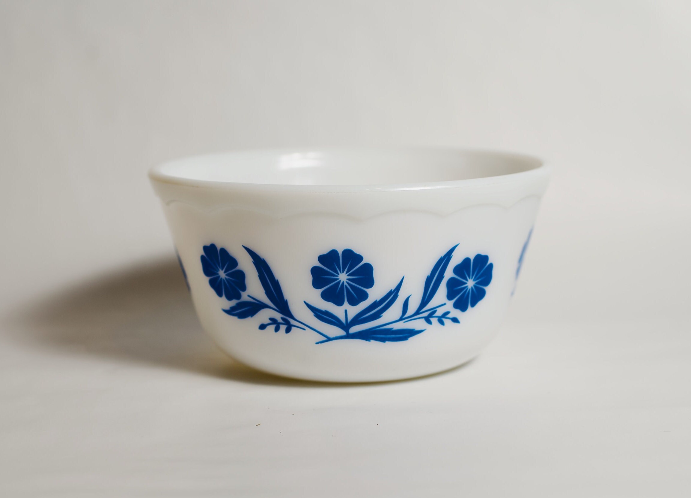 1950's Vintage Hazel Blue Cornflower Flour Mixing Bowl 8" White Milk ...