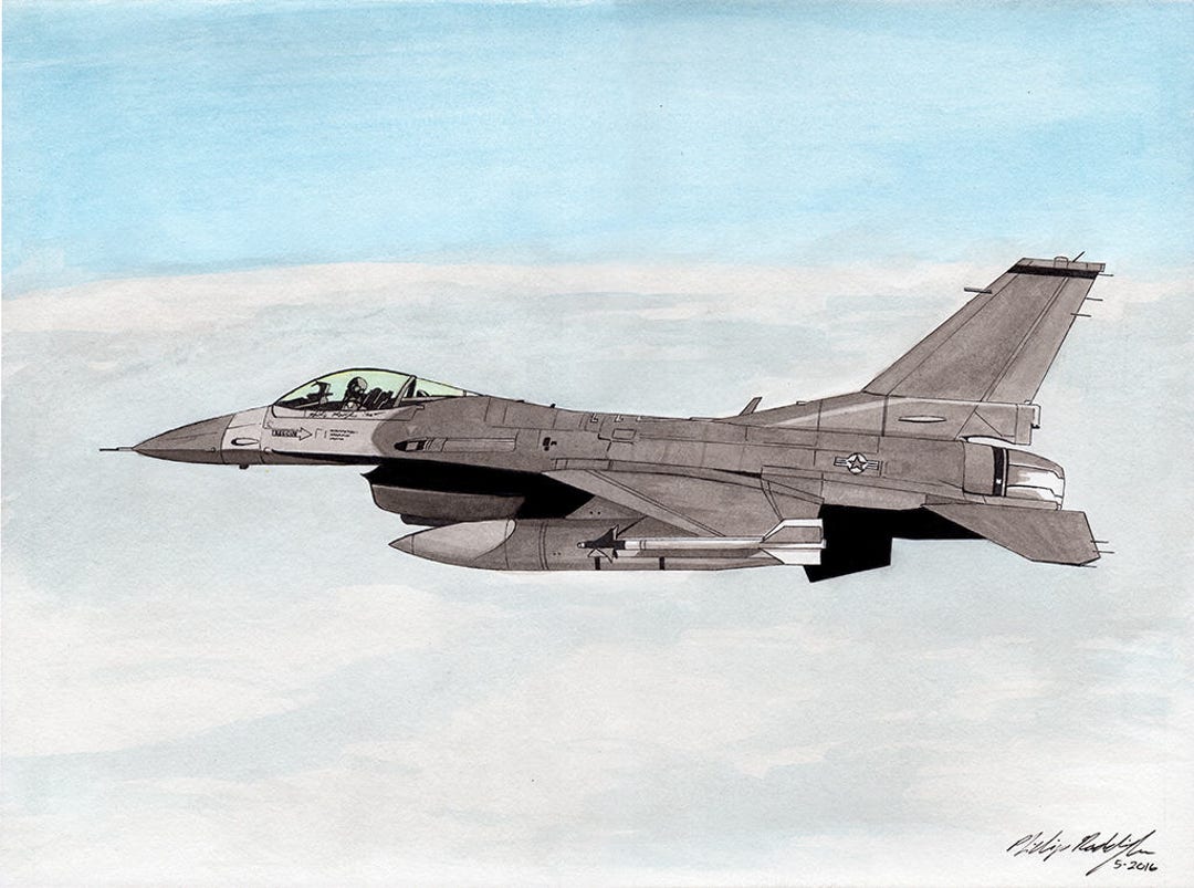 F-16 Painting - Fighting Falcon 8x10 Watercolor - Etsy