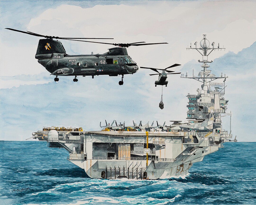 CH46 Sea Knight "frog" Helicopter Painting 8x10 Watercolor - Etsy