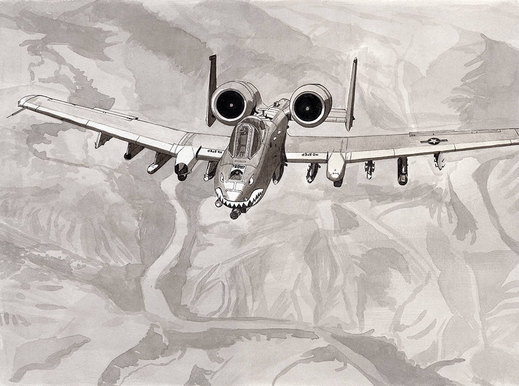 A-10 Painting - Warthog 8x10 Ink Wash - Etsy