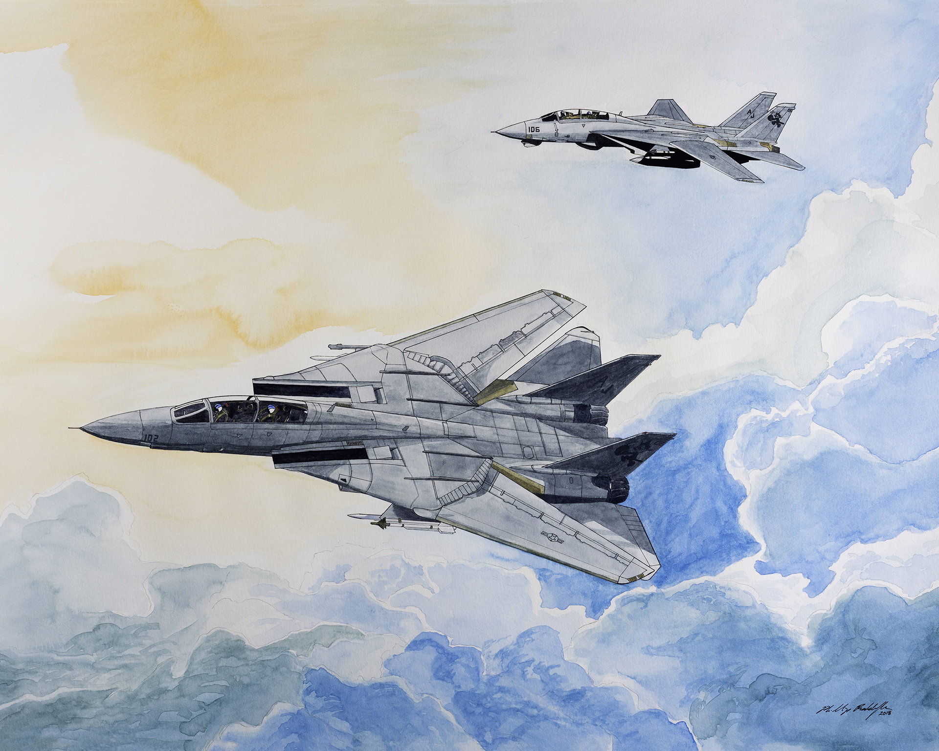 F-14 Tomcat 8x10 Watercolor Painting - Etsy