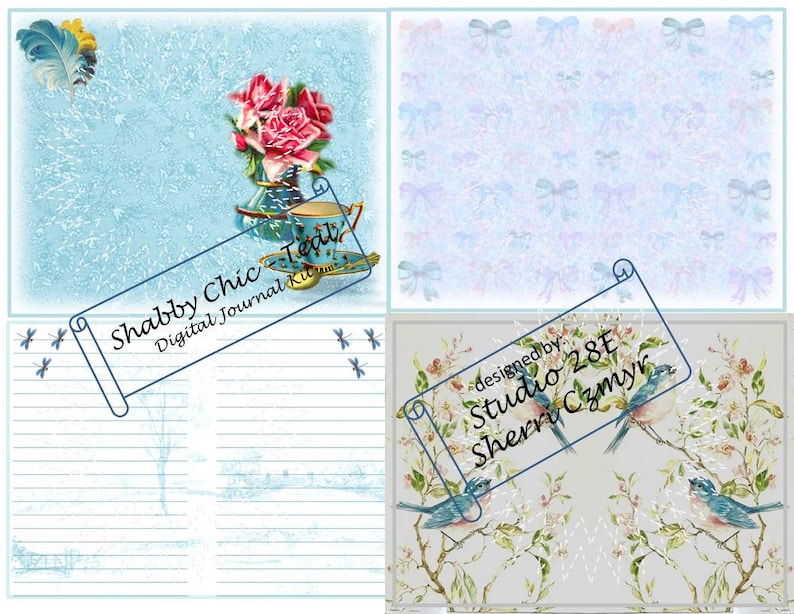 Shabby Chic - Teal Digital Journal Kit - Etsy