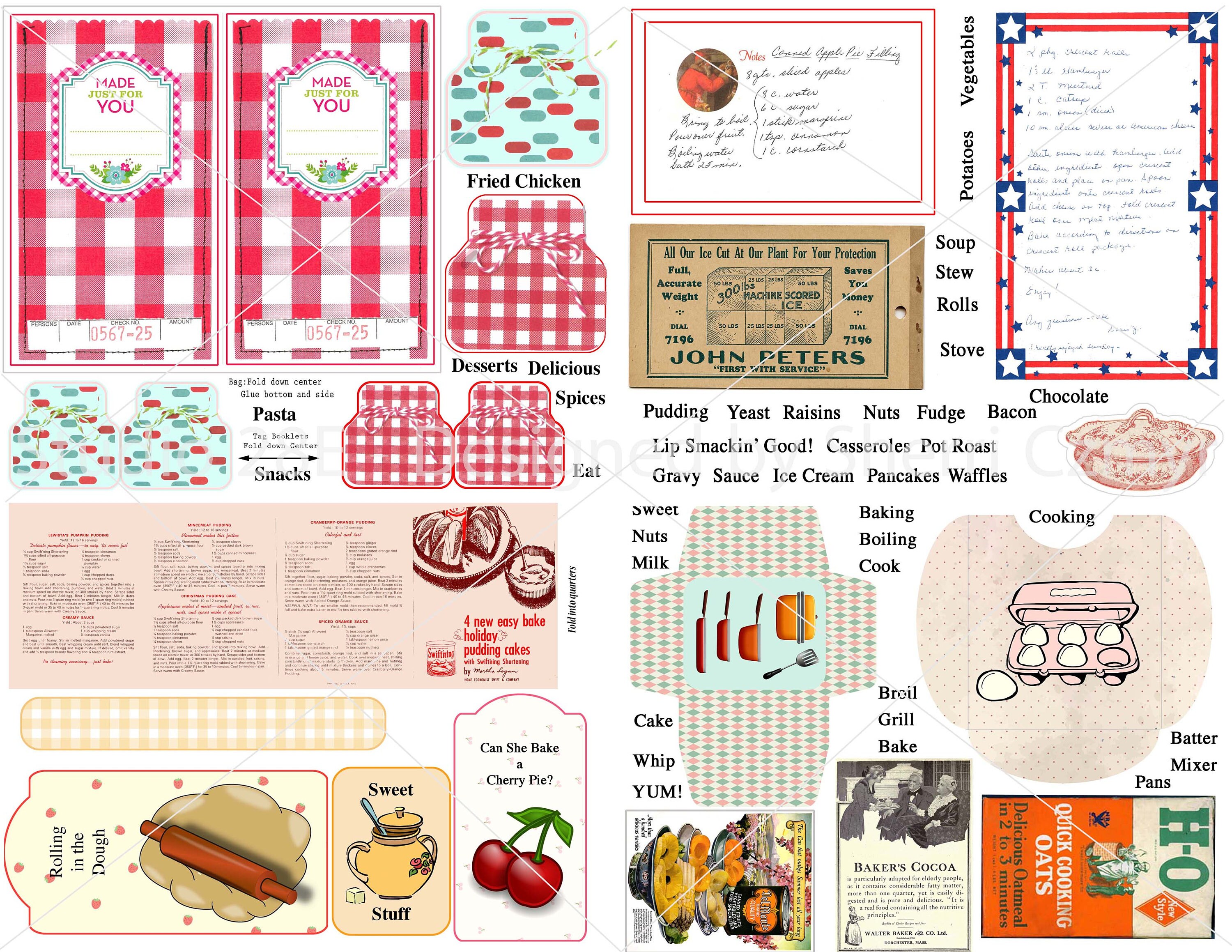 Retro Cookbook Digital Journal Kit - Etsy