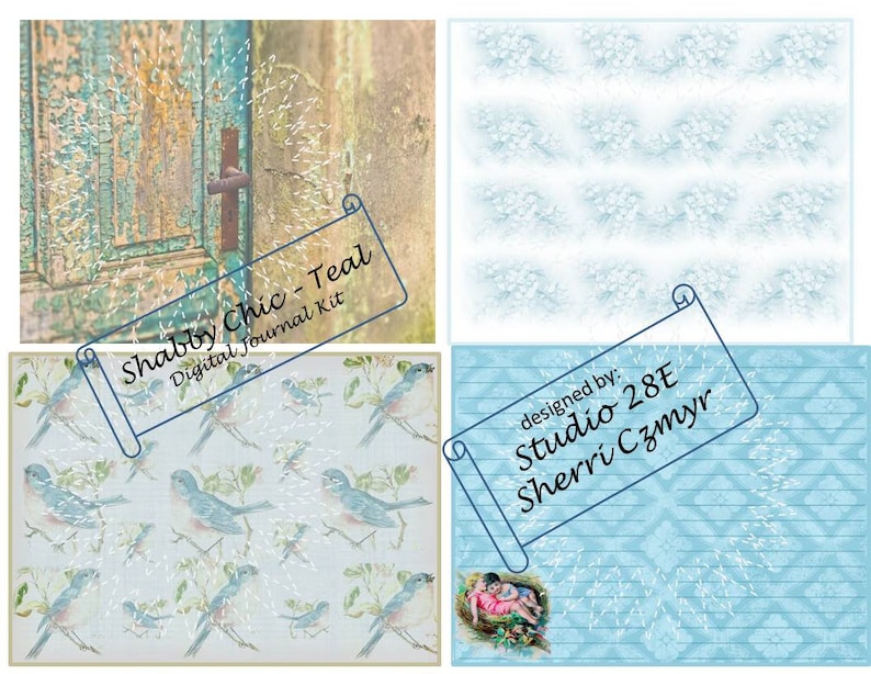Shabby Chic - Teal Digital Journal Kit - Etsy