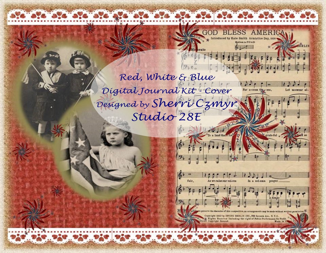 Red, White and Blue Patriotic Digital Journal Kit - Etsy