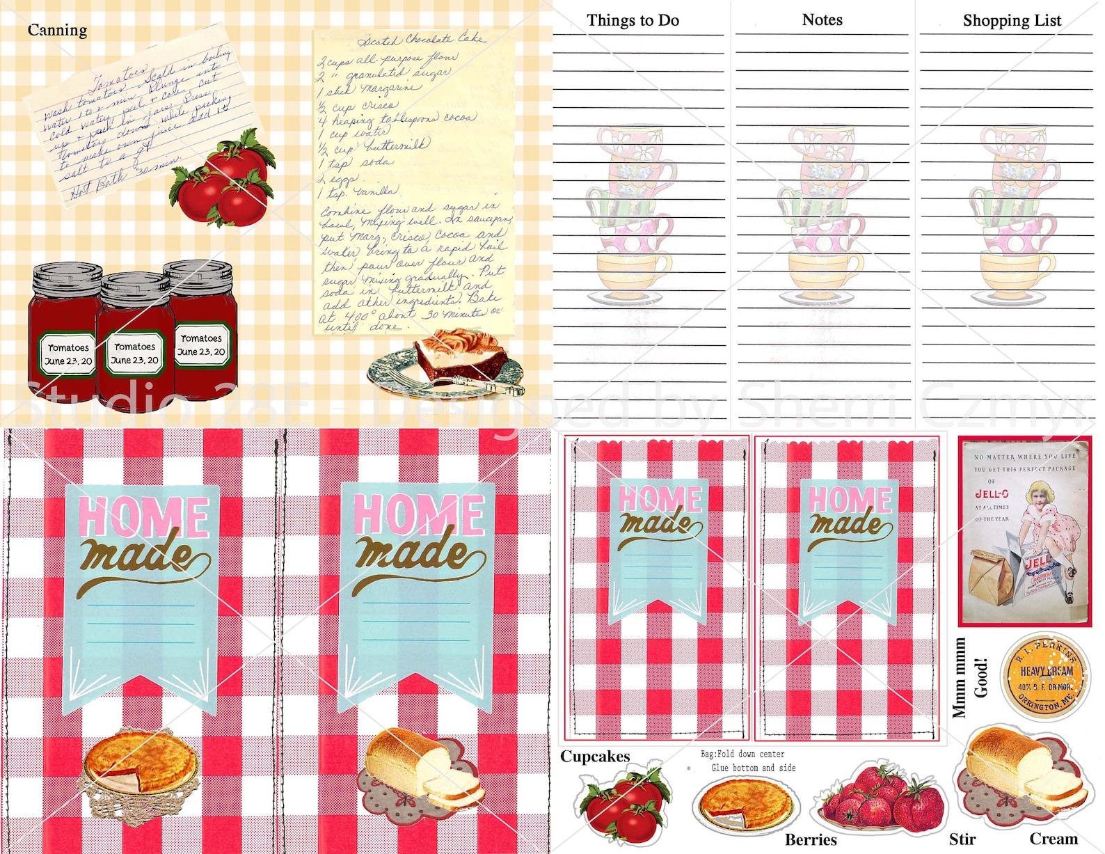 Retro Cookbook - Digital Journal Kit - Etsy