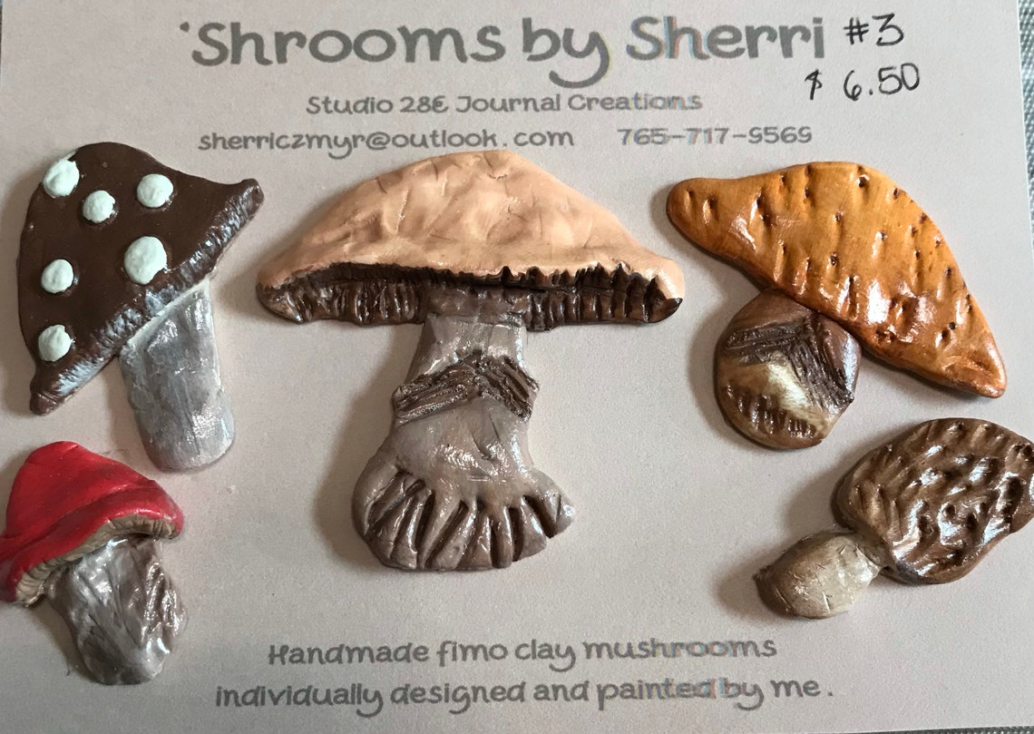 Shrooms by Sherri Fimo Clay Mushroom Embellishments - Etsy