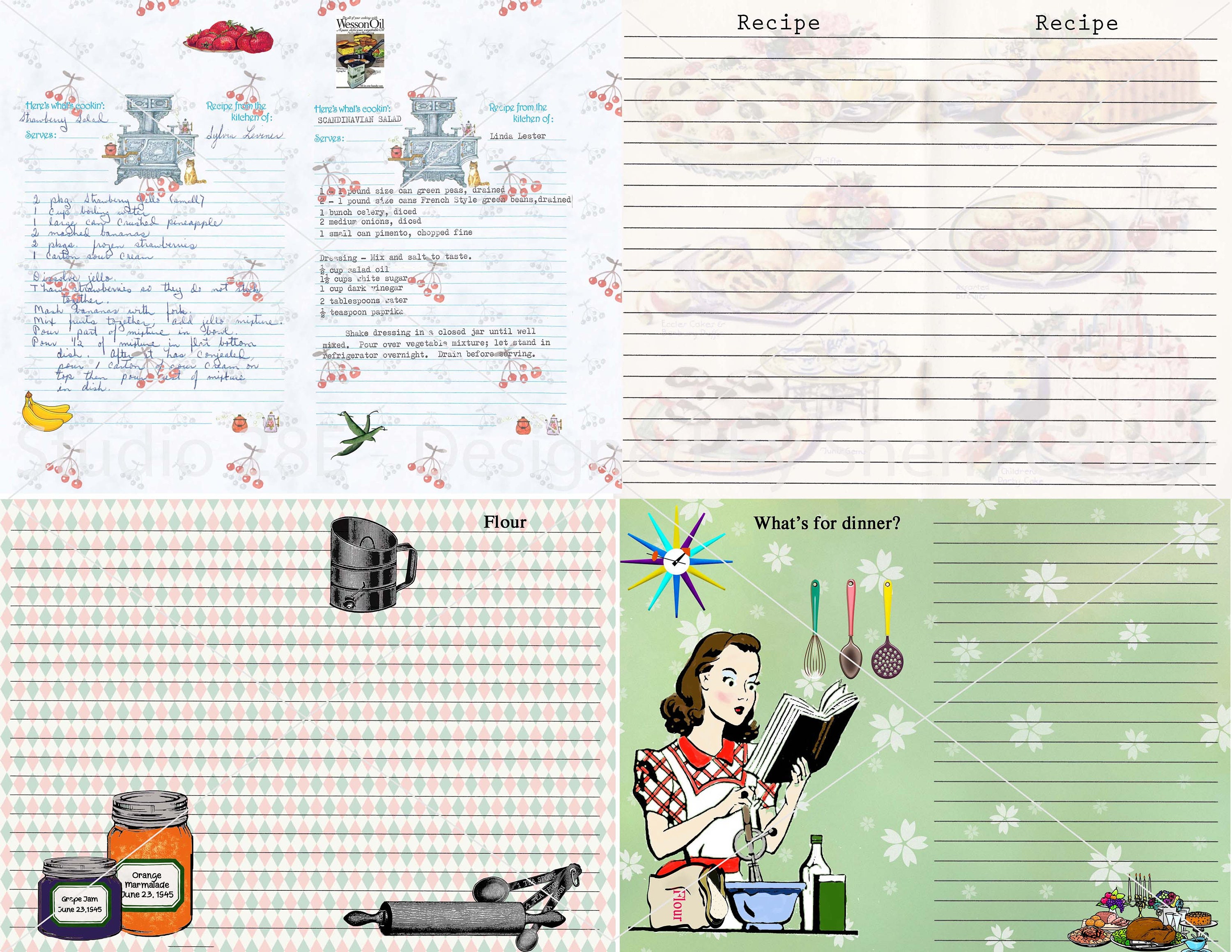 Retro Cookbook - Digital Journal Kit - Etsy