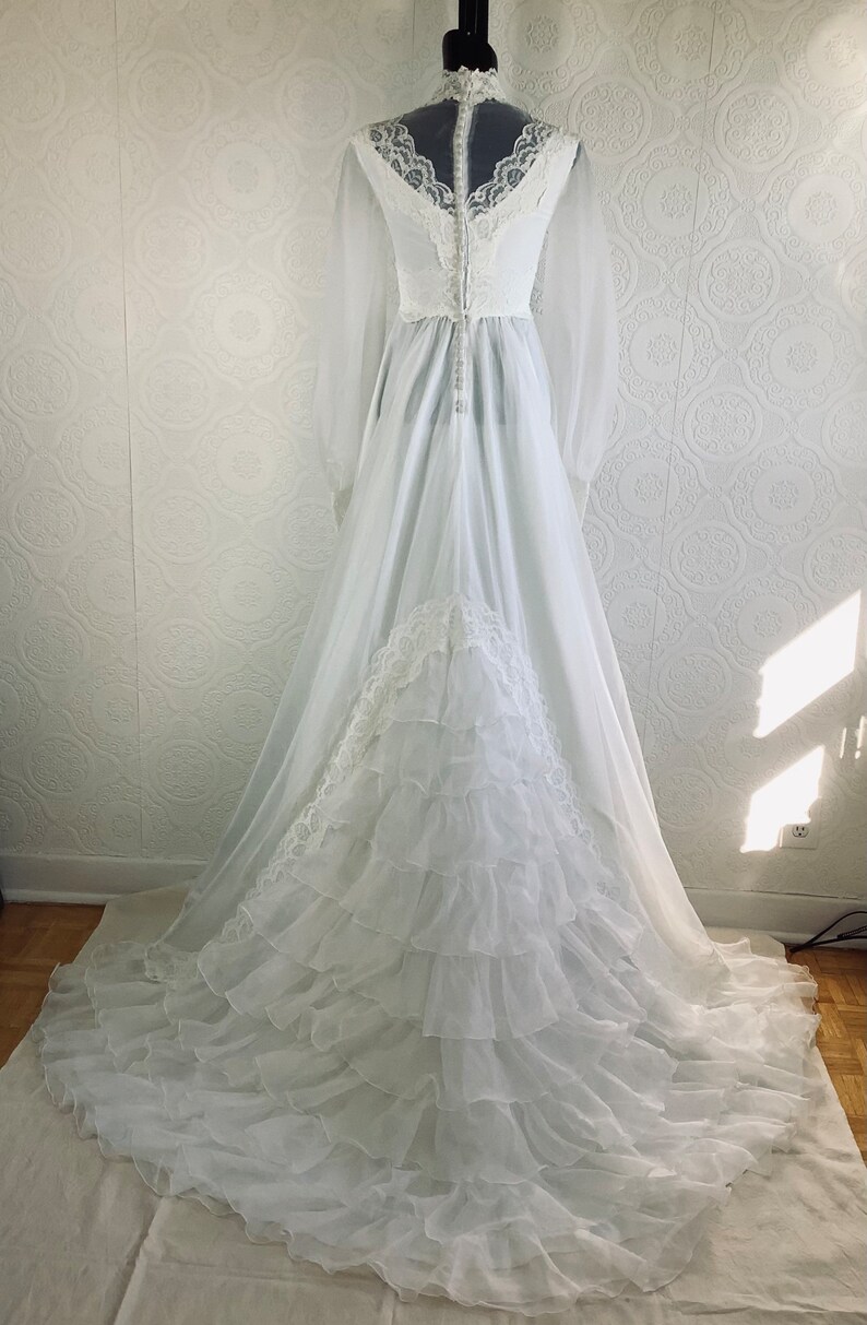 Vintage Sheer and Lace Wedding Dress - Etsy