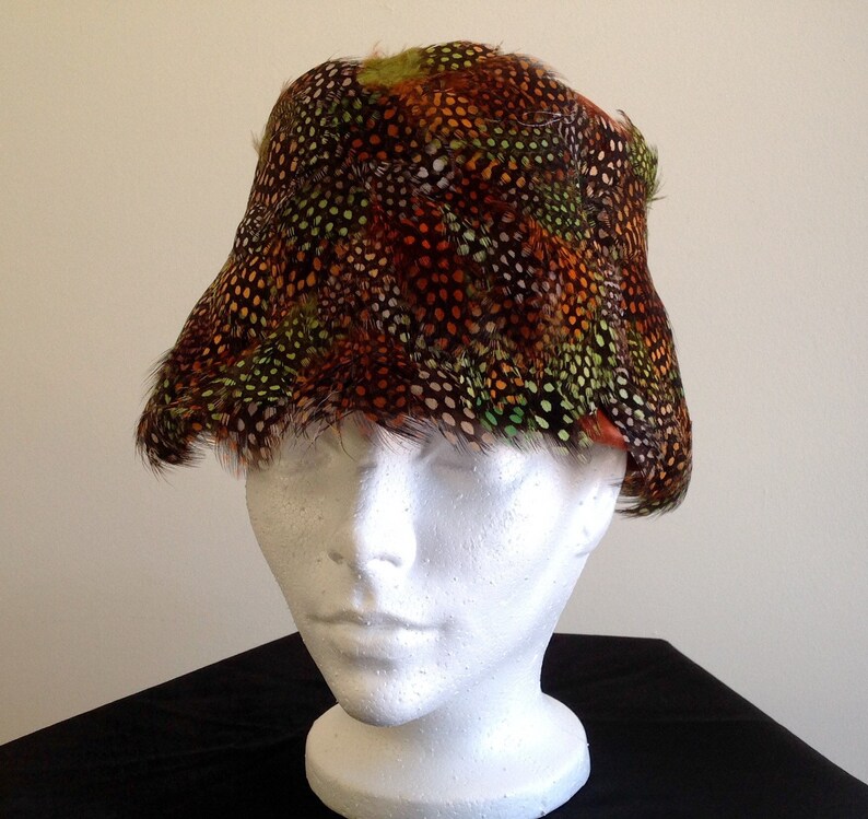 Mid Century Feathered Hat, Vintage Feather Hat - Etsy