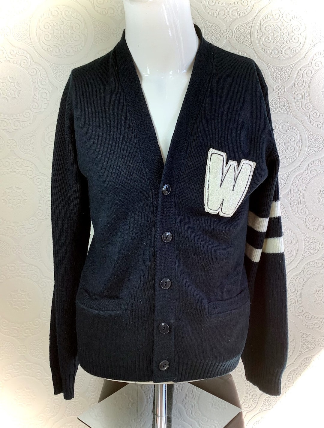 Vintage Dark Blue Letter Sweater, Letterman’s Sweater, Varsity Sweater ...