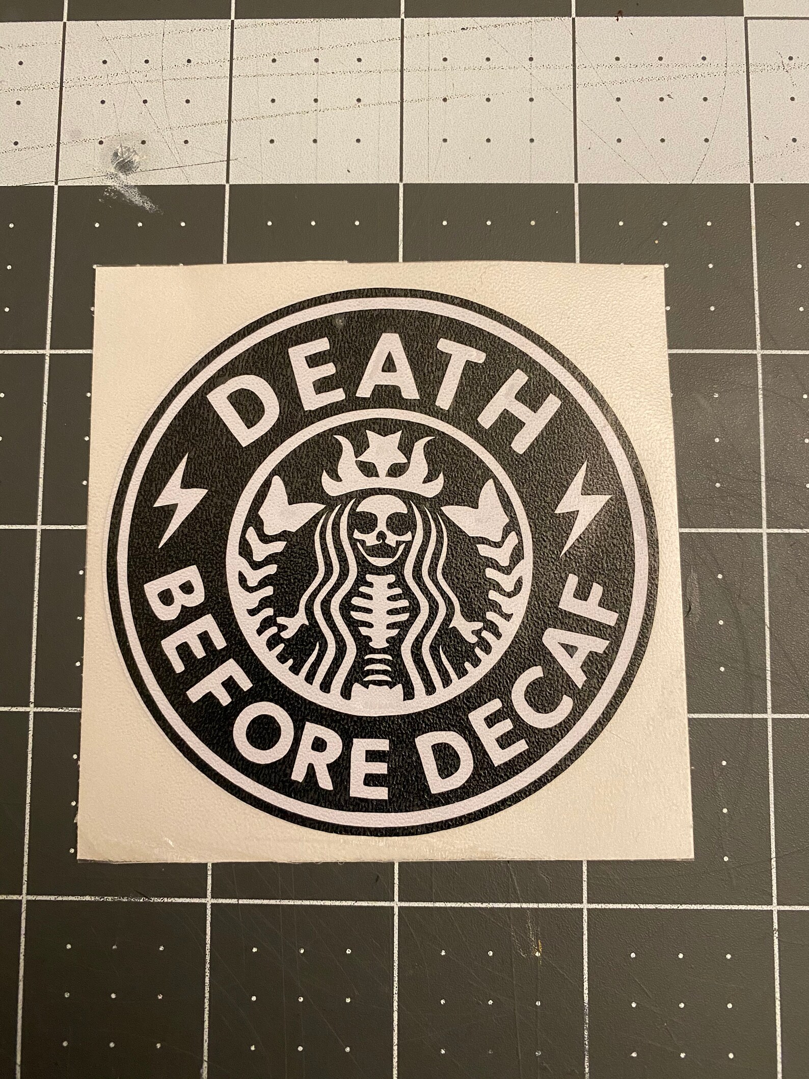 Death Before Decaf Vinyl Sticker Coffee Decal Sticker Siren Decal ...