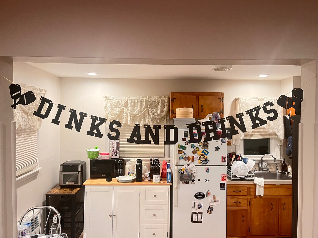 Dinks and Drinks Banner - Pickle Ball Banner - Pickle Ball Birthday ...