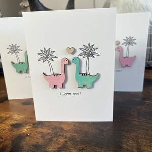Dinosaur Valentine's Day Card - Blue Dinosaur Valentine - Pink Dinosaur ...