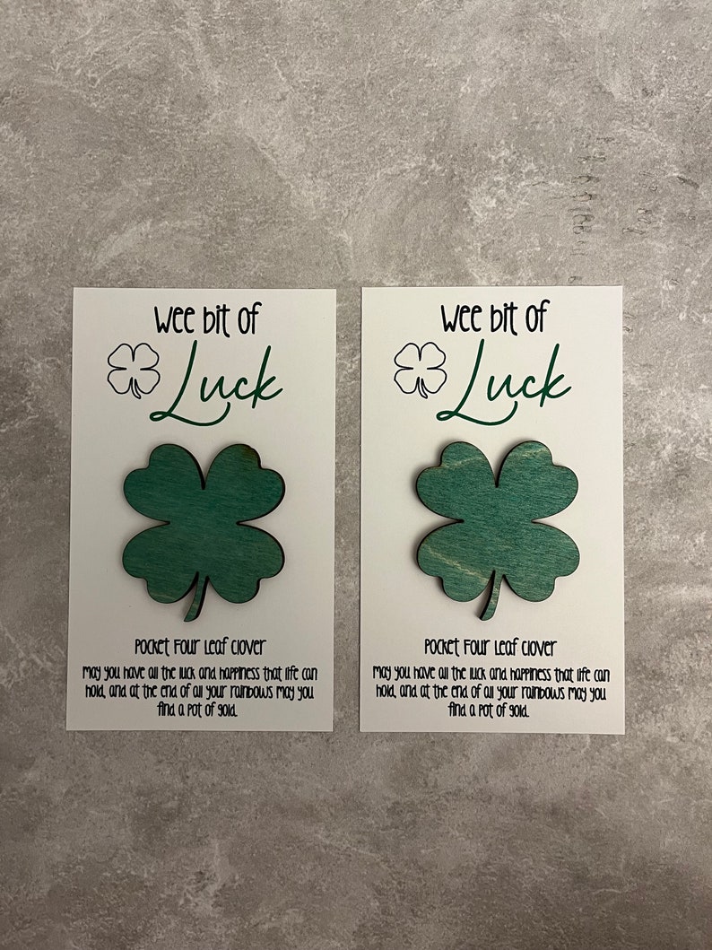 Wood Four Leaf Clover - Pocket Luck Token - Lucky Wood Token - Wee Bit ...