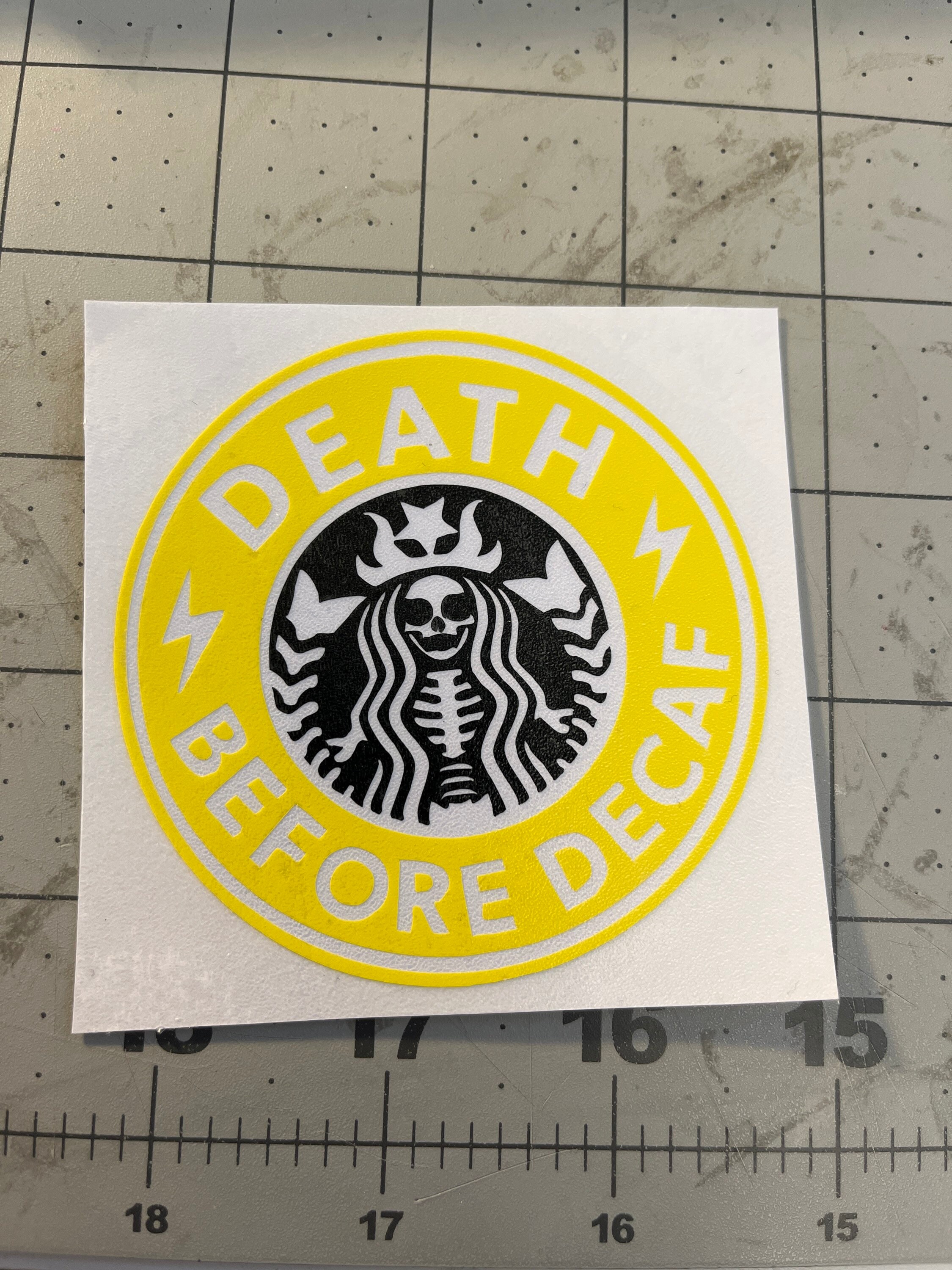 Death Before Decaf Vinyl Sticker Coffee Decal Sticker - Etsy UK