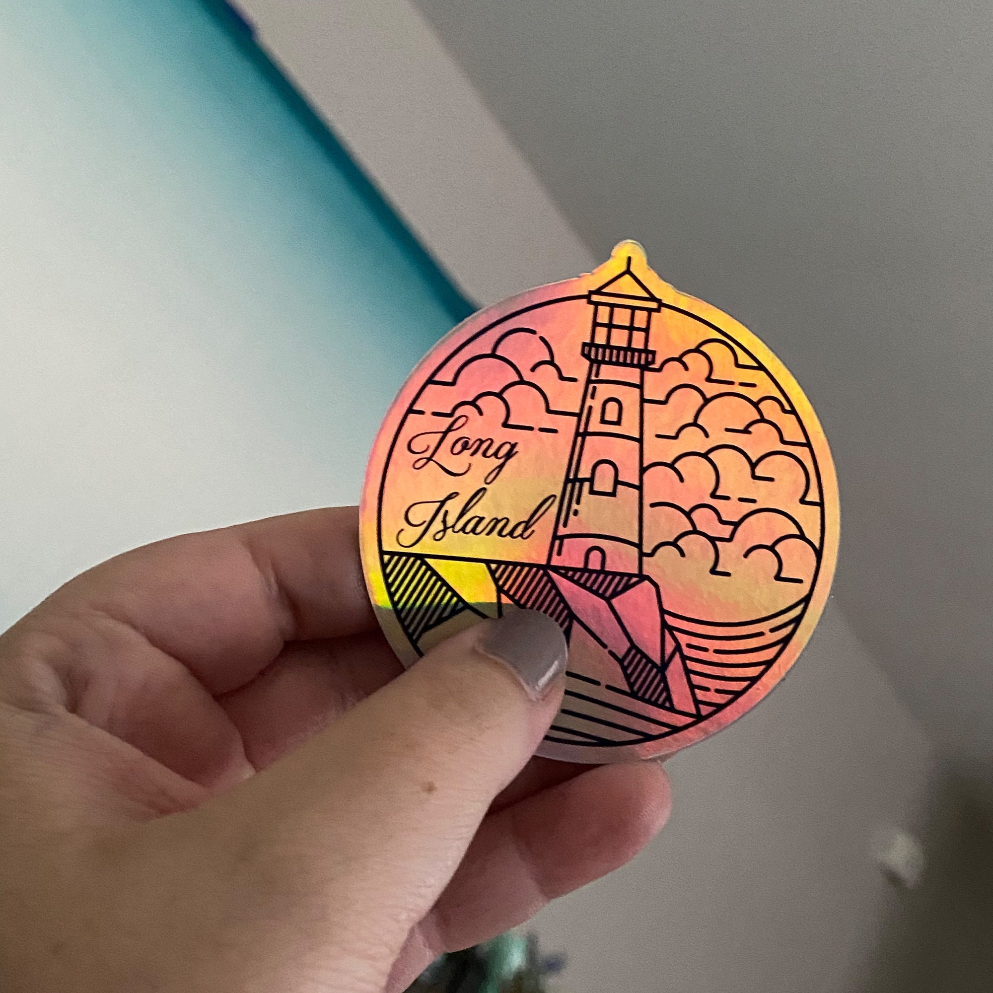 Long Island Holographic Sticker Long Island Lighthouse - Etsy