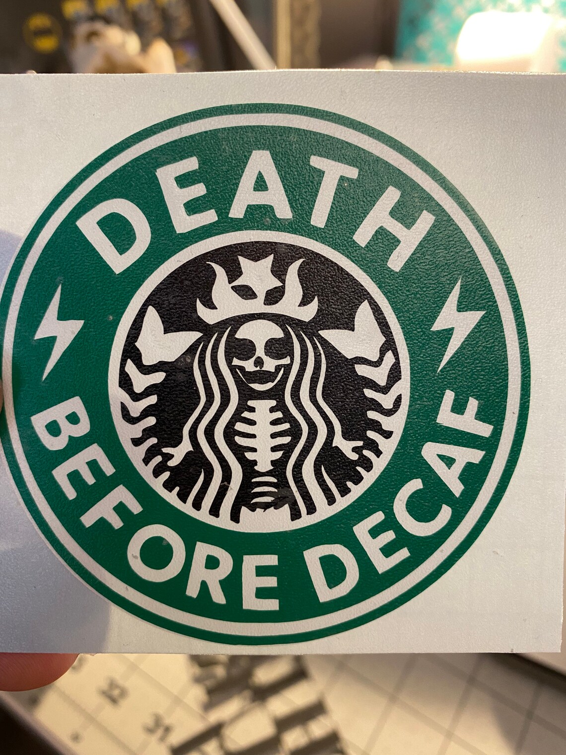 Death Before Decaf Vinyl Sticker Coffee Decal Sticker - Etsy UK