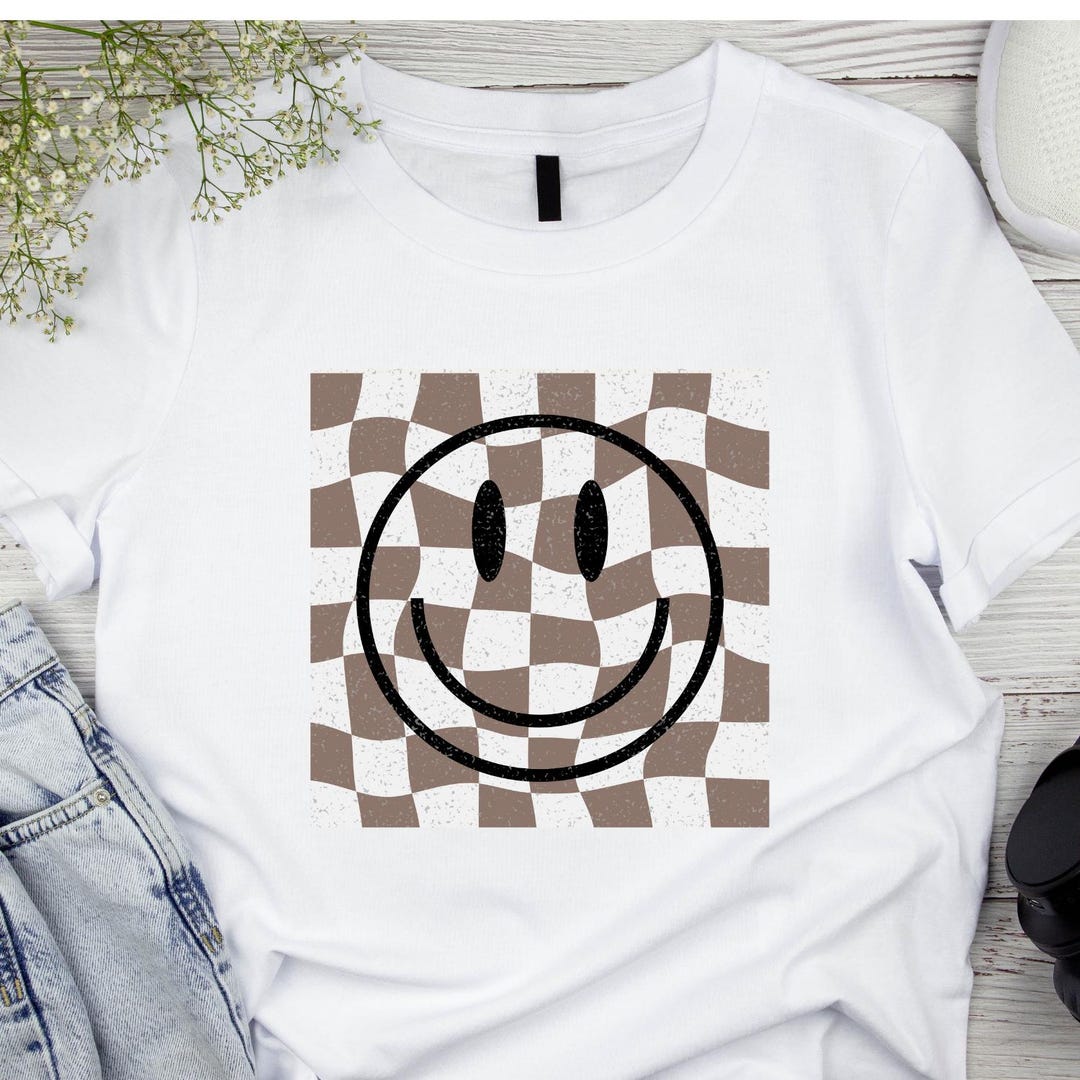 Retro Smiley Face With Checkered Background Pack Digital Download PNG ...