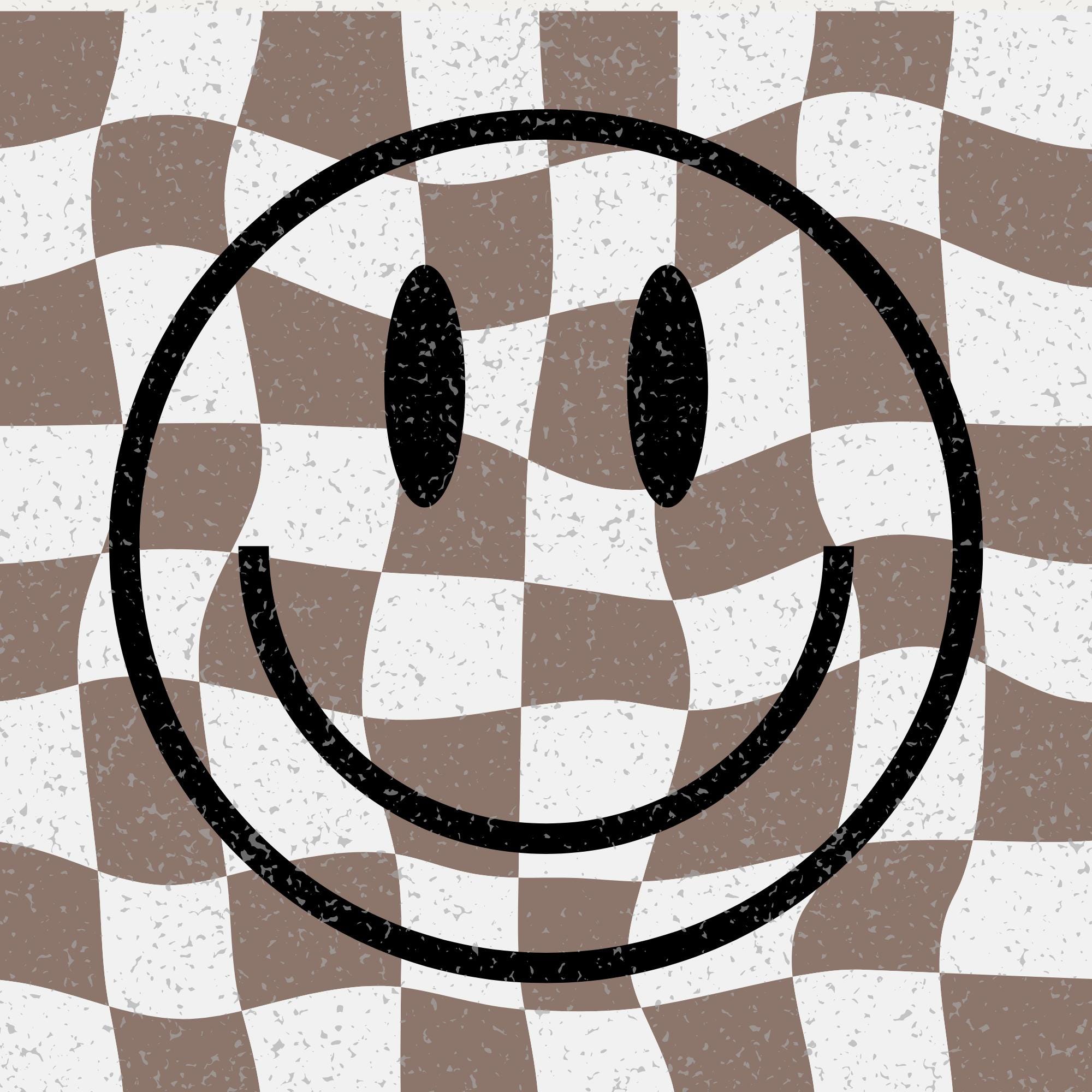 Retro Smiley Face With Checkered Background Pack Digital Download PNG ...